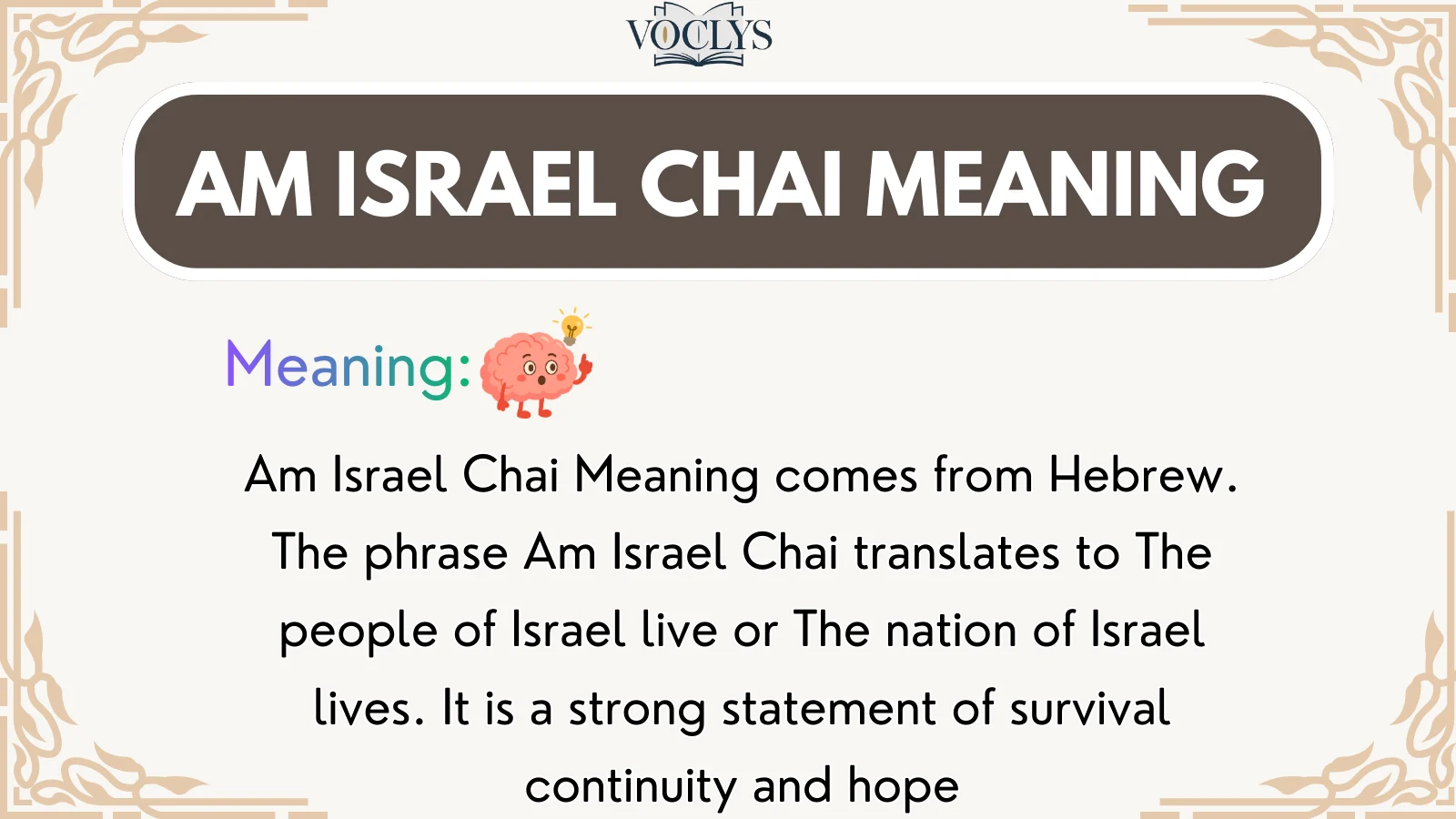 Am Israel Chai Bedeutung